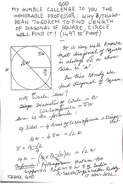 PDF CIRCLE FINDS DIAGONAL LENGTH NO NEED FOR PYTHAGOREAN THEOREM Th PROOF