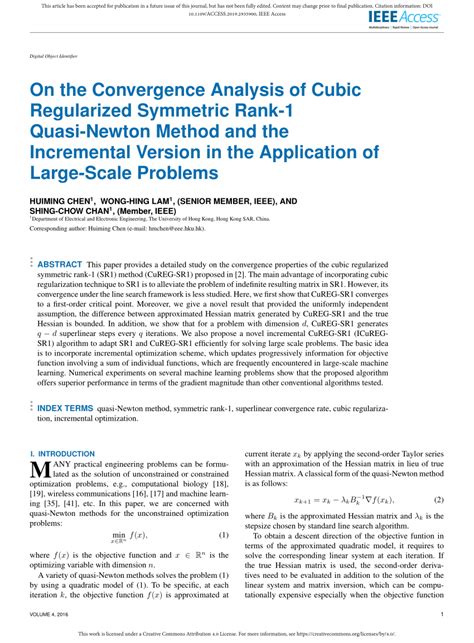 PDF On The Convergence Analysis Of Cubic Regularized Symmetric Rank Quasi Newton Method And