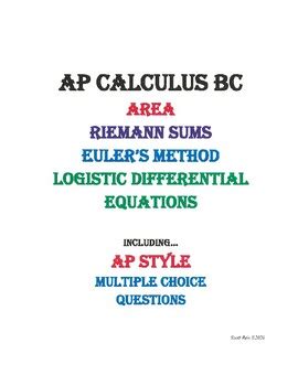 BC Worksheet Euler S Method Riemann Sums Logistic Differential Equations