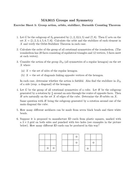 2010 2011 exercise sheet 5 ma3615 groups and symmetry exercise sheet