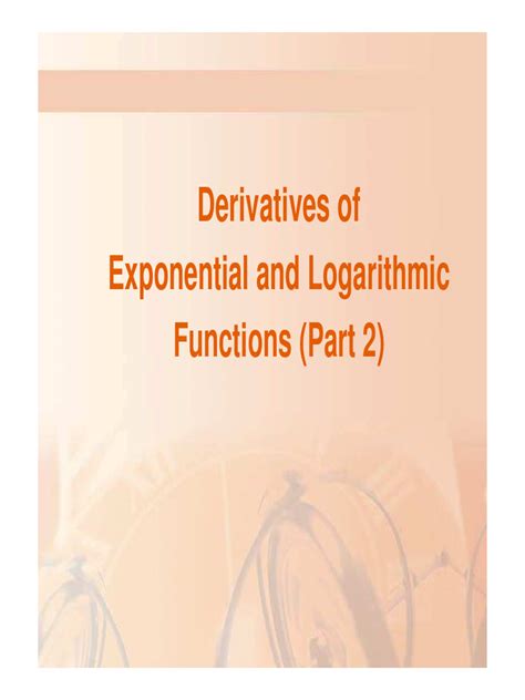 Endcal30 Notes 5 1 Differentiation Of Exponential And Logarithmic