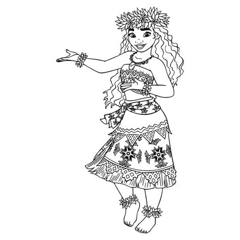 Раскраска Моана танцует распечатать раскраски для детей