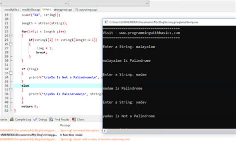 String Palindrome Program In C With Explanation Source Code