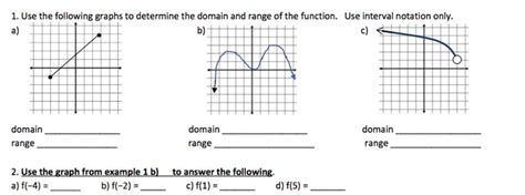 (Solved) - 1. Use the following graphs to determine the domain and range of... (1 Answer ...