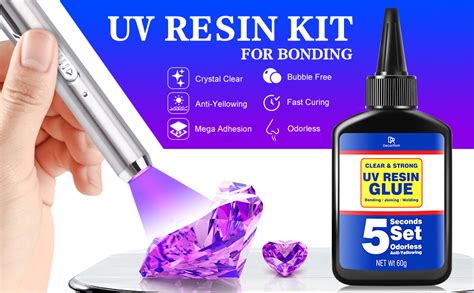 Uv Resin Kit With Light 60g Uv Glue For Bonding And Curing In Seconds