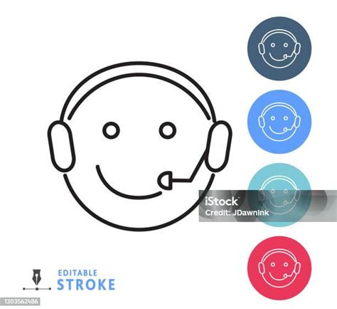 고객 서비스 및 연락처 정보 이모티콘 씬 라인 아이콘 편집 가능한 스트로크 개념에 대한 스톡 벡터 아트 및 기타 이미지 개념