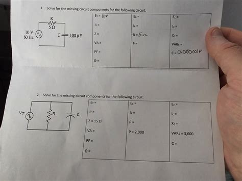 Solved Solve For The Missing Circuit Components For The Chegg