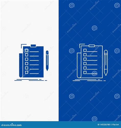 Expertise Checklist Check List Document Line And Glyph Web Button In Blue Color Vertical