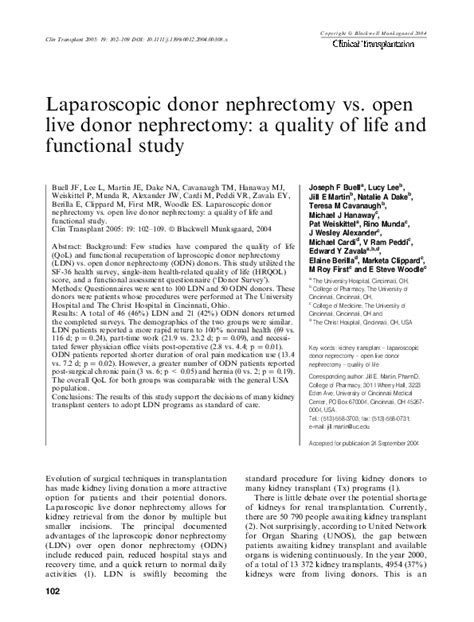 Pdf Laparoscopic Donor Nephrectomy Is The Future Raja Khauli