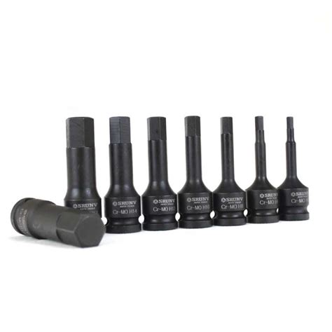 8pcs 1 2″ Drive Impact Spline Socket Bits Hex H5 H19 Cr Mo Vr Diy