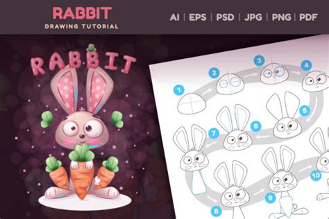 How To Draw Rabbit Step By Step Drawing Graphic By Rwgusev Creative Fabrica