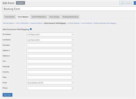 WooCommerce Field Mapping WP Booking System