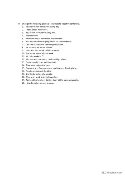 Present Simple Tense Negative State English ESL Worksheets Pdf Doc