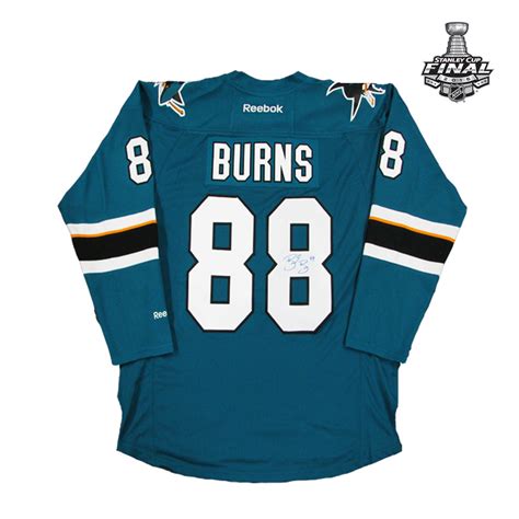 Brent Burns Signed San Jose Sharks Teal Reebok Jersey With 2016 Stanley