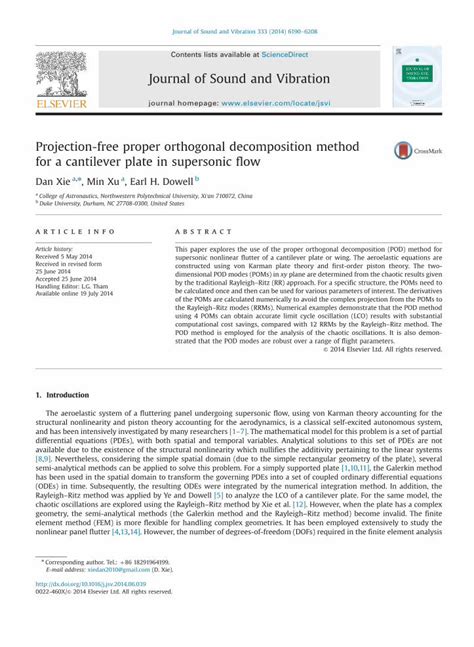 pdf projection free proper orthogonal decomposition method for a