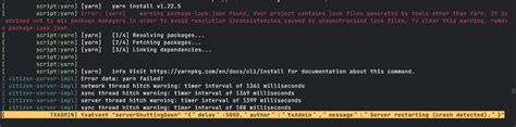 Yarn Issue And Package Lockjson Server Discussion Cfxre Community