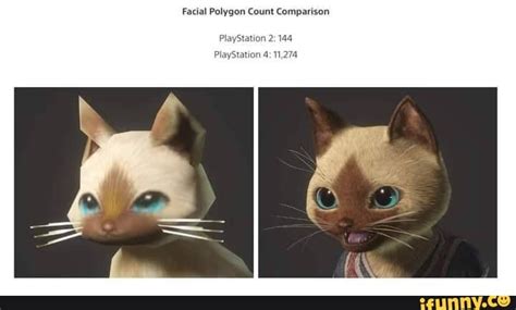 Facial Polygon Count Comparison Playstation 2 144 Playstation 4 1127