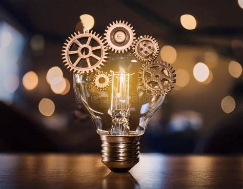 Light Bulbs And Gears Representing Brainstorming And Idea Generation Symbolizing Creativity