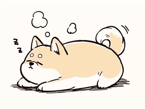 夢を見る柴犬の寝姿｜イラスト・フリー素材なら「シンテリ」