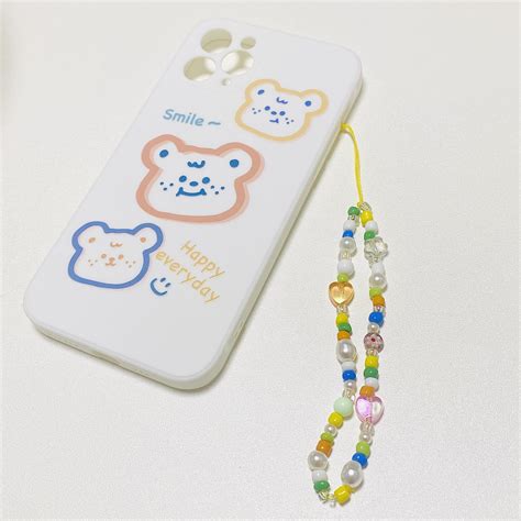 키치한 투명 하트 진주 핸드폰 줄 스트랩 에이블리