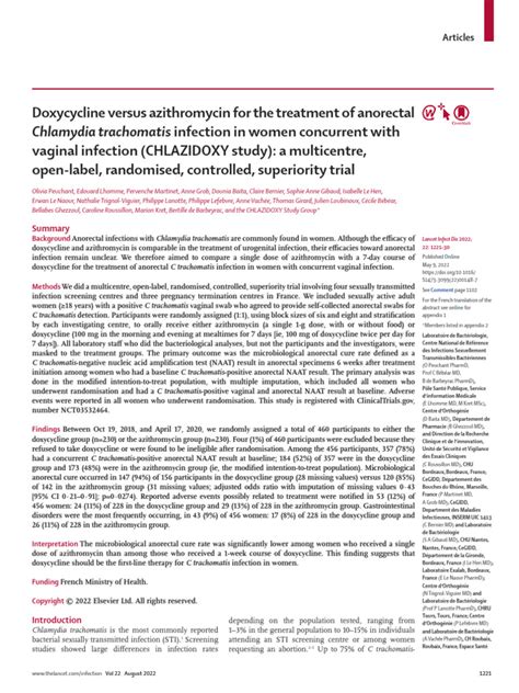 Doxycycline Versus Azithromycin For The Treatment Pdf Public Health Health Sciences