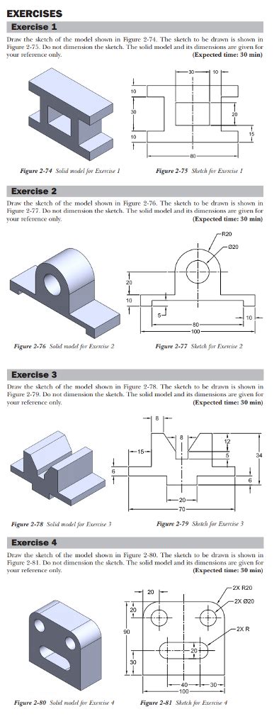 solved simple solidworks problems draw the following four