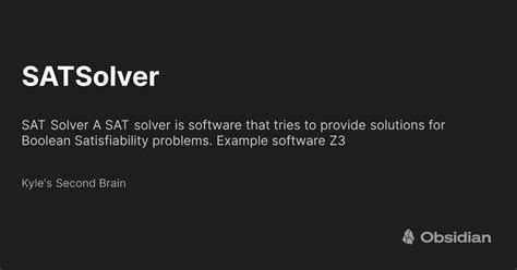Satsolver Kyles Second Brain Obsidian Publish