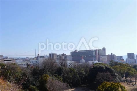 明石公園からの明石の街並み 明石海峡大橋 No 34087923｜写真素材なら「写真ac」無料（フリー）ダウンロードok
