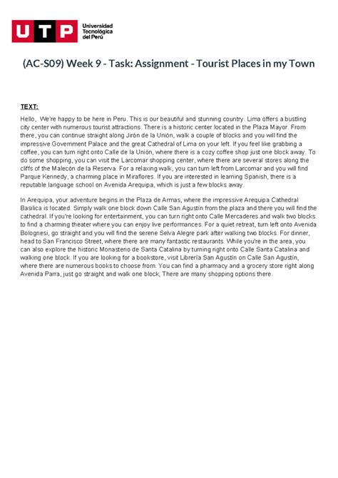 Week9 AC S09 Week 9 Task Assignment Tourist Places In My Town AC S09 Week 9 Task