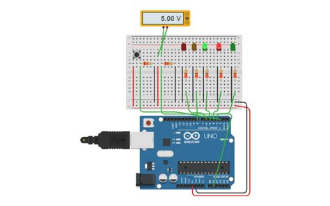 Circuit Design Verkeerslicht 4 Tinkercad