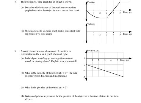 The Position Vs Time Graph For An Object Is Shown A Describe Which