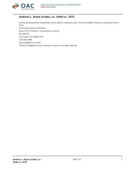 Andrew L Stone Scripts Ca Docslib