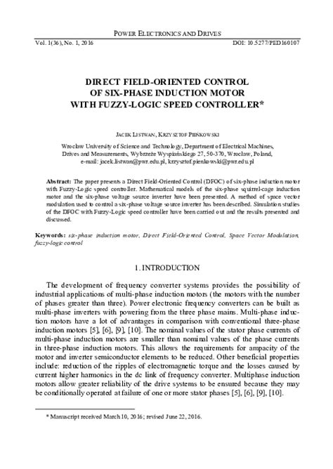Direct Field Oriented Control Of Six Phase Induction Motor With Fuzzy Logic Speed Controller