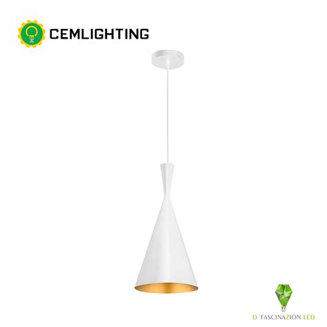 Lampara Colgante Elda E27 Blanco Con Dorado