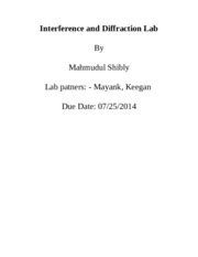 Interference And Diffraction Lab Interference And Diffraction Lab By Mahmudul Shibly Lab