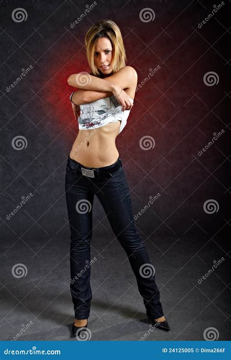 Pretty Young Woman Taking Off Her Clothes Sexually Stock Image Image