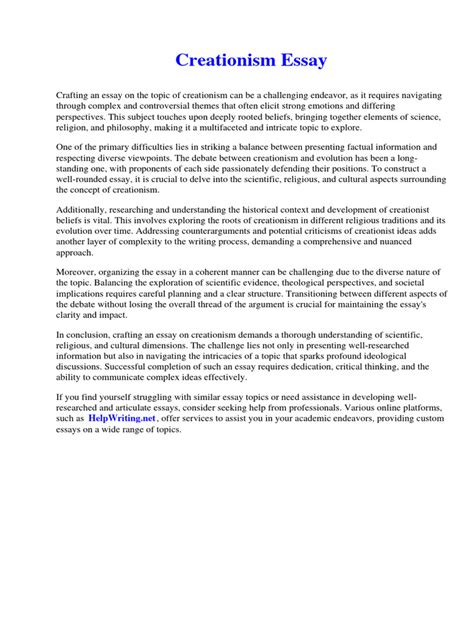 Creationism Essay Pdf Pneumonia Creationism