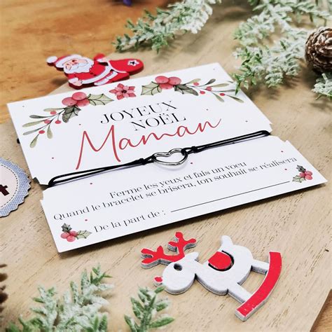 Bracelet à souhait coeur Joyeux Noël Maman