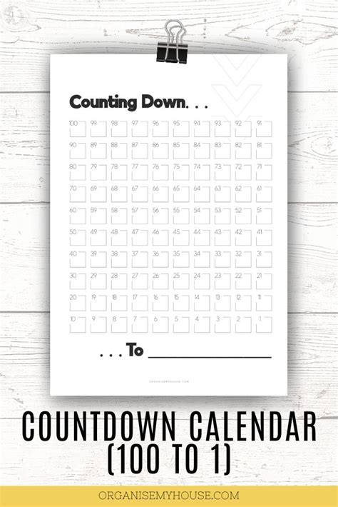 Printable Countdown Calendar