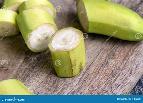 Unripe Green Banana Cut Into Pieces Stock Image Image Of Green