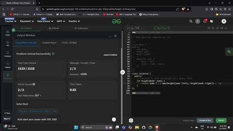 Dsachallenge Geeksforgeeks Binarytree Treeheight Dfs Recursion