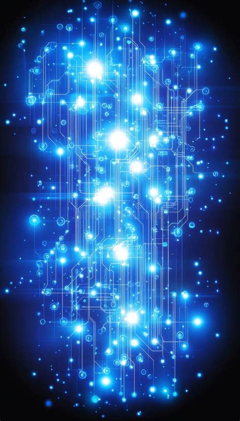 Abstract Background With Glowing Blue Circuit Design Elements On A Dark