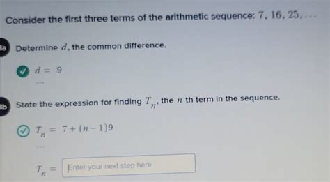 solved consider the first three terms of the arithmetic sequence 7