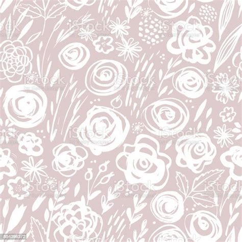 원활한 배경 손으로 그린 꽃과 식물 벡터 일러스트입니다 0명에 대한 스톡 벡터 아트 및 기타 이미지 0명 계절 귀여운