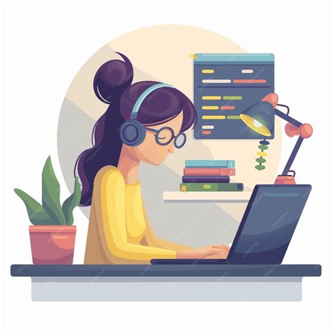 Premium Vector Programmer Woman Coding Flat Design Concept