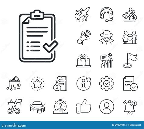 set of approved checklist messenger mail and coffee beans line icons