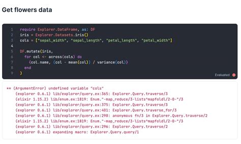 Undefined Variable In Across Explorerdataframe Questions Help