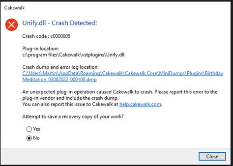 Unify Crashing Cakewalk With Default Patch Questions About UNIFY PlugInGuru Forums