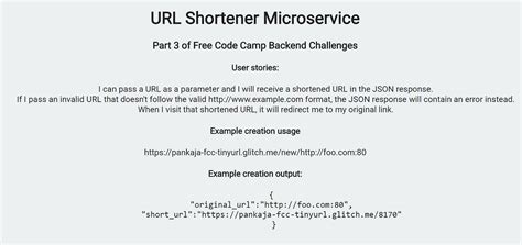 Url Shortener Microservice This Is The Fourth Api Project On By