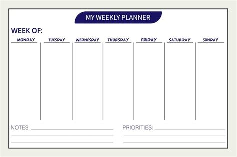 Premium Vector My Weekly Planner Notebook Kdp Interior Vector Template